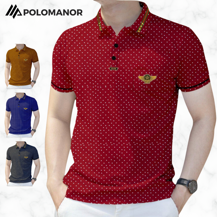 Polo shirt for men with slim fit style, polka dotted men's polo shirt ...