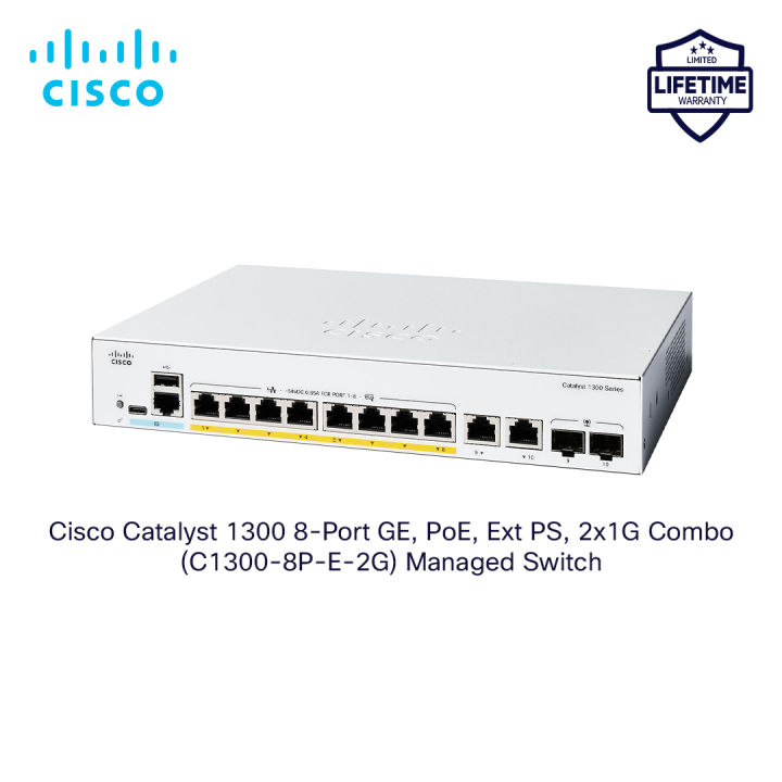Cisco Catalyst 1300 8-Port GE, POE, EXT PS, 2X1G COMBO (C1300-8P-E-2G) | Managed Switch | Lazada PH