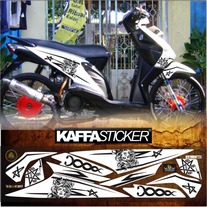 Striping Custom BEat Karbu Simple Elegan List Stiker Medus Putih ...