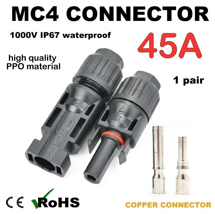 MC4 45A inner contact 1000V photovoltaic PV solar panel system wire ...