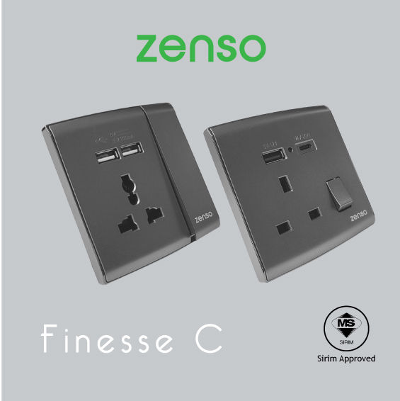 [SIRIM]ZENSO Finesse C Black Switch Switches & Sockets 13A Type A+C ...