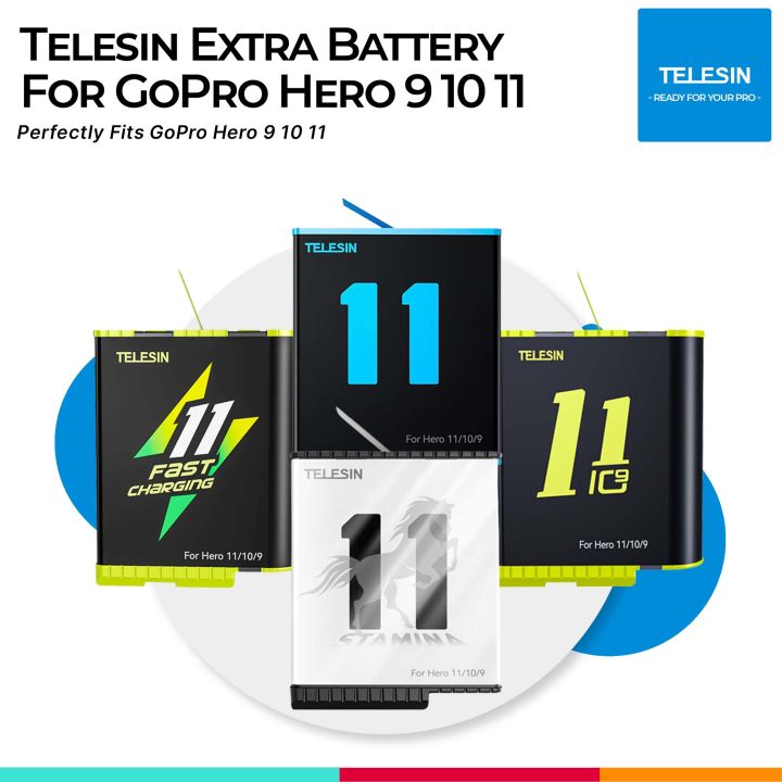 TELESIN Battery for GoPro Hero 9 10 11 and 12 Action Camera | Lazada PH
