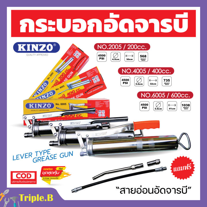 กระบอกอัดจารบี ปืนจารบี KINZO ขนาด 200 cc. พร้อมก้านและสายอ่อน ของแท้ 100% | Lazada.co.th