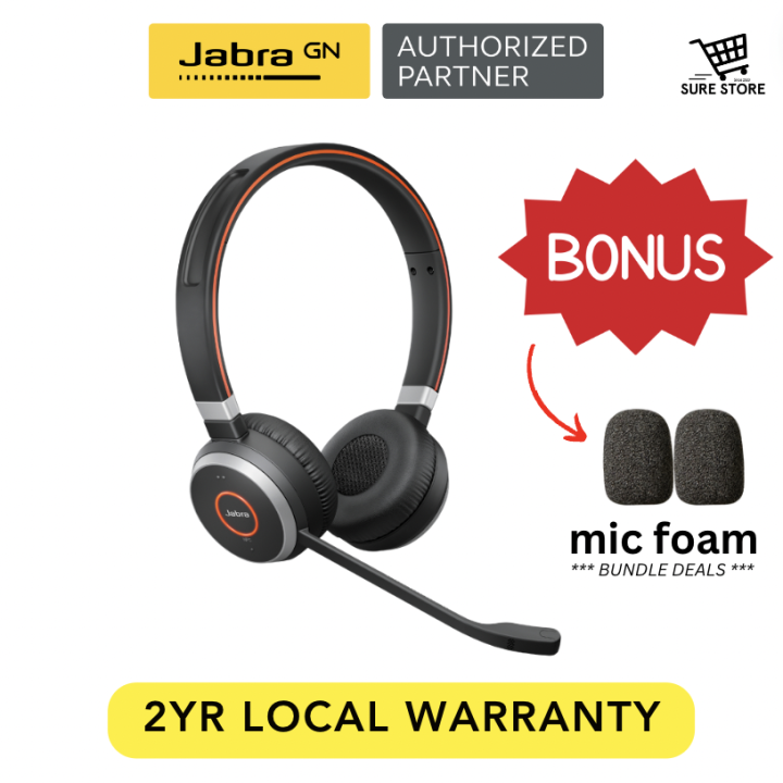 Jabra Evolve 65 SE MS Stereo with Link 380a Bluetooth Adapter and USB ...