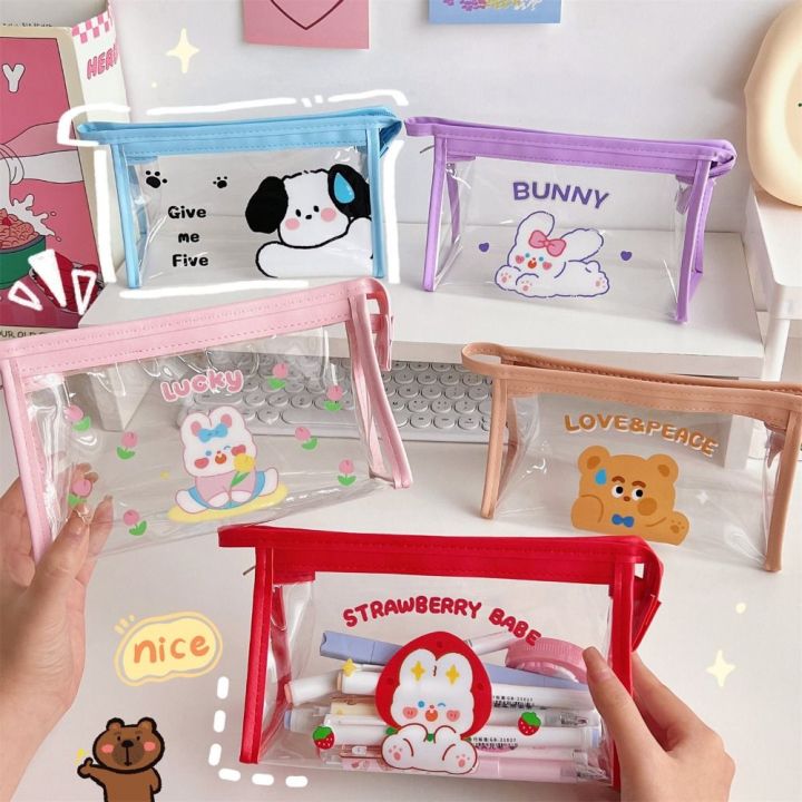 SDFBN แบบพกพาได้ กระเป๋าปากกาการ์ตูนใส น่ารักน่ารักๆ กันน้ำกันน้ำได้ ...