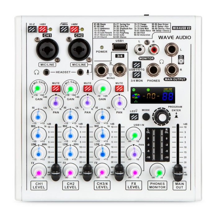 PROMO- WAVE MIX4USB - 4-CHANNEL MIXER WITH USB AUDIO INTERFACE ...