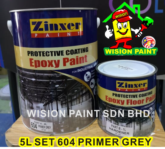 5L ZINXER EPOXY FLOOR PAINT CAT LANTAI RUMAH / TOILET TILES / CEMENT ...