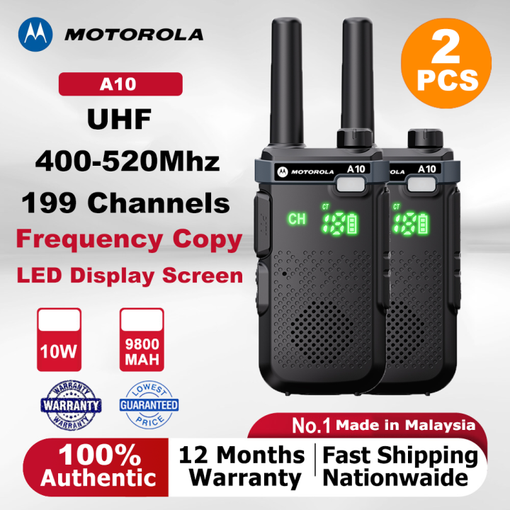 (2 Sets) 10KM Motorola A10 Radio Walkie Talkie Long Range Two Way Radio 10 Watts High-Power ...