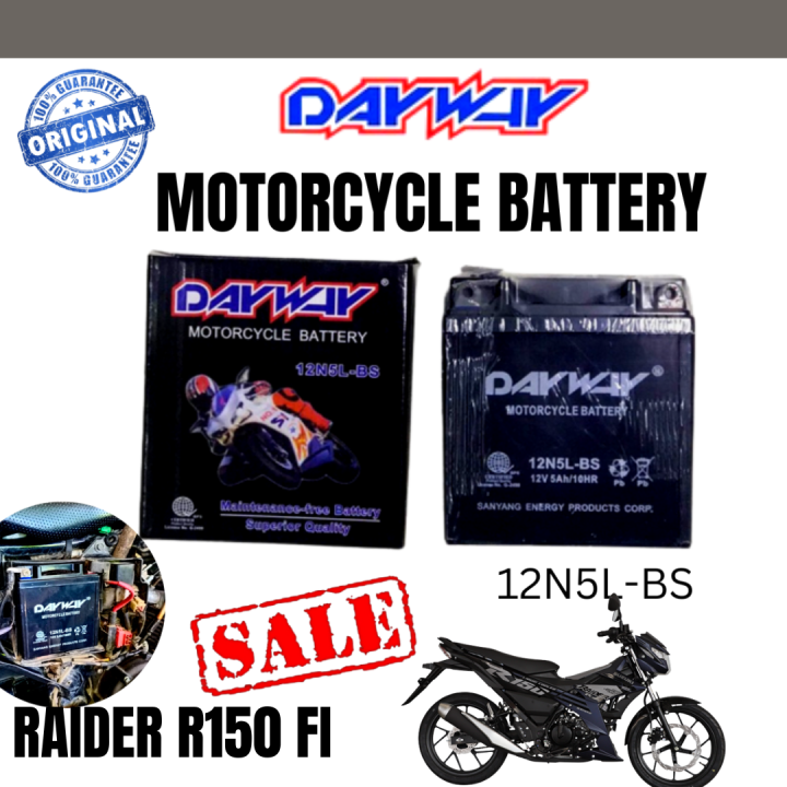 DAYWAY MOTORCYCLE BATTERY FOR RAIDER R150 FI | 12N5L-BS BATTERY SIZE ...