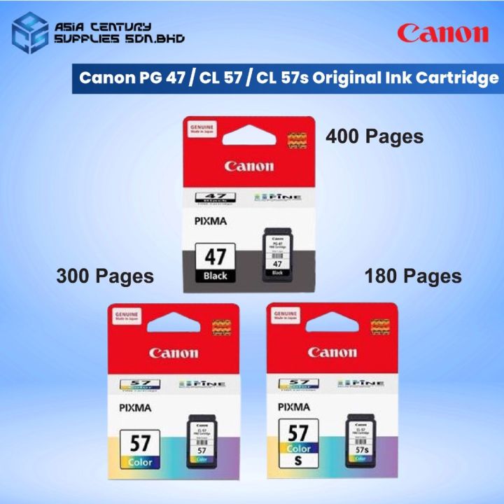 Canon PG-47 (15ML) CL-57 (13ML) CL-57s (8ML) Original Ink Cartridge For ...