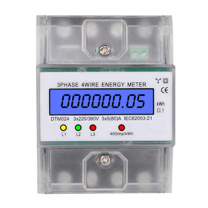 KKmoon 3 Phase 4 Wire Energy Meter 220/380V 5-80A Energy Consumption ...