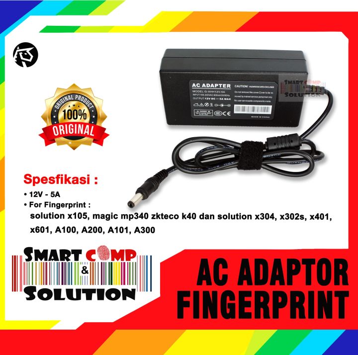 Adaptor Mesin Absensi Fingerprint Solution Magic ZKTECO 12V 5A / 12V5A ...