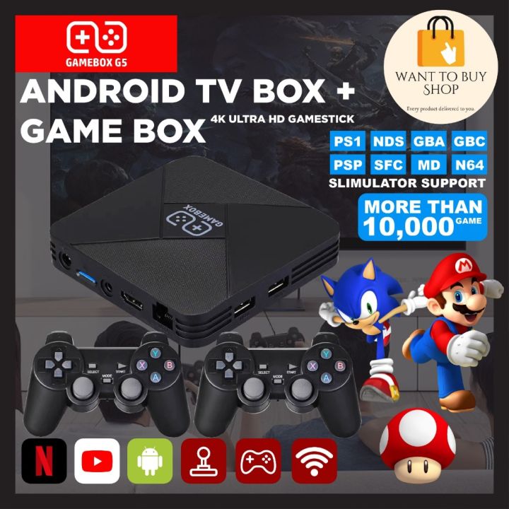 COD Android TV box + GAME BOX G5 2in1 4K HD Game Console 40000 Retro ...