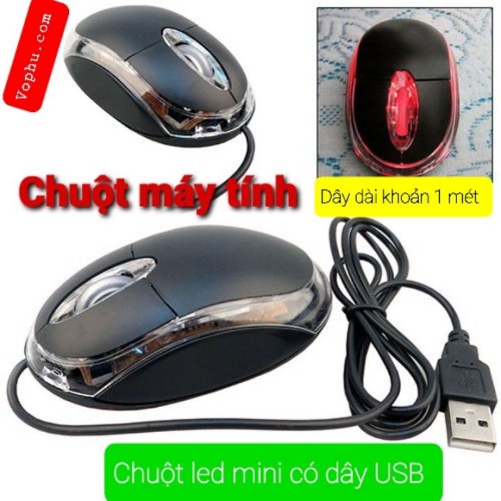 Chuột máy tính có dây dài 1m cổng USB - Chuột mini | Lazada.vn