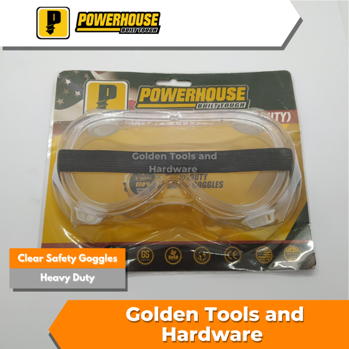 POWERHOUSE Clear Safety Goggles (Heavy Duty) [GOLDEN | PAC] | Lazada PH