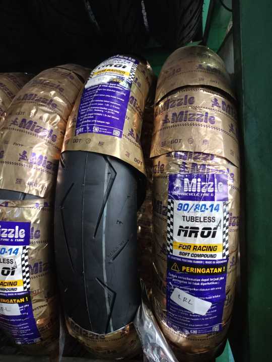 BAN RACING TUBELESS 90/80-14 RING 14 MIZZLE MR01 SOFT COUMPOND ORIGINAL ...