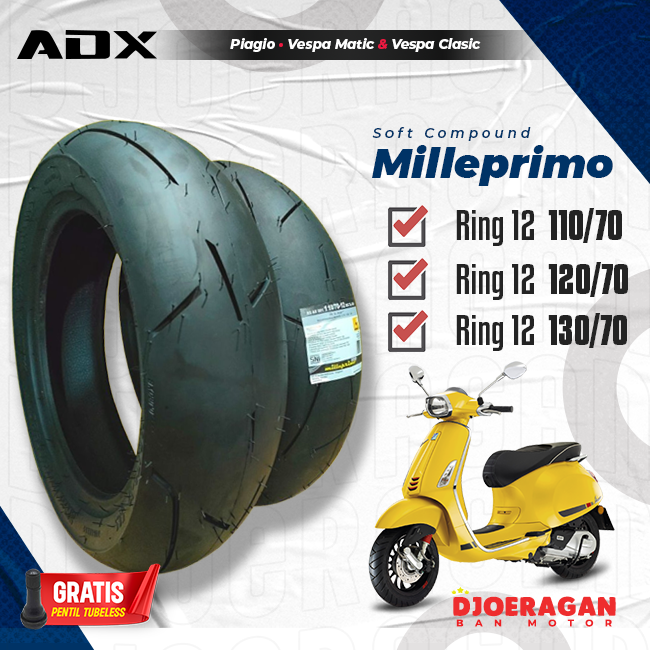 Ban Vespa Matic Sepasang Depan Belakang Ring 12 ADX MILLEPRIMO Vespa ...