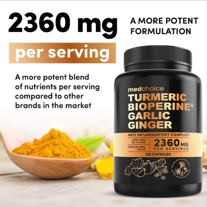 Curcumin Capsules with 95% Curcuminoids, Ginger, Garlic and Black Pepper, Curcumin Supplement ...