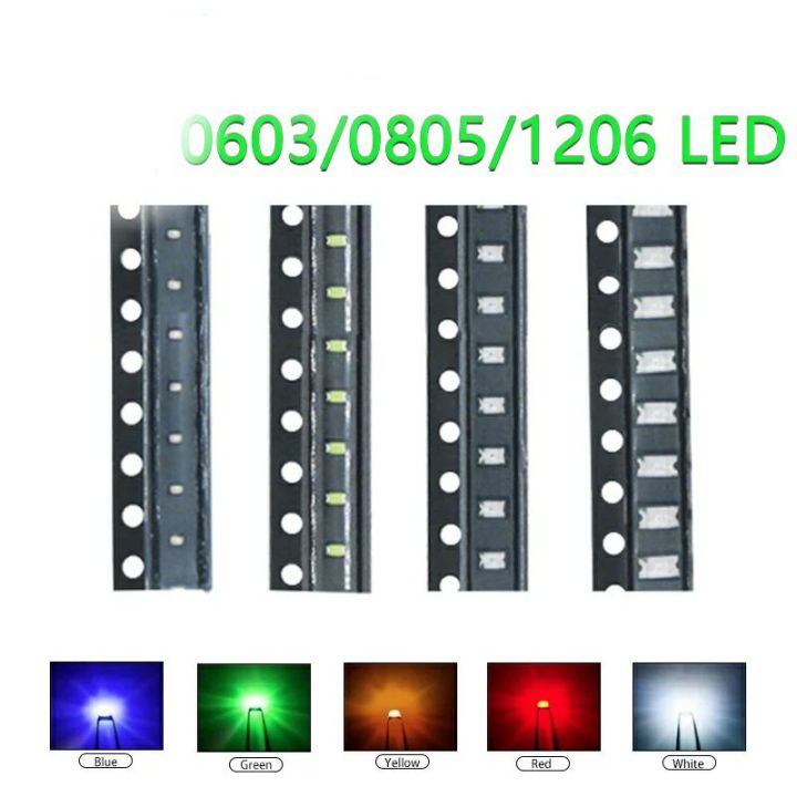 (แพ็ค5ตัว ) 0603 0805 1206 Smd Led สีแดงสีเหลืองสีเขียวสีขาวสีฟ้าสีส้ม ...