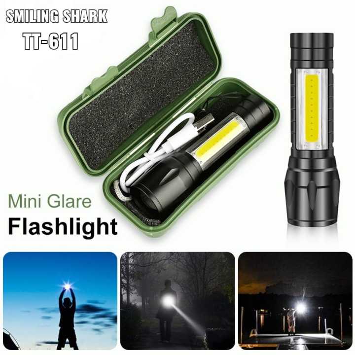 Smiling Shark Flashlight 3 Modes Rechargeable Torch Light Waterproof ...