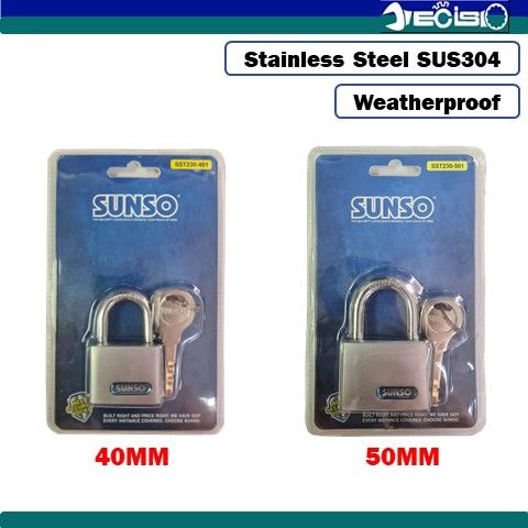 SUNSO SUS304 Stainless Steel Security Padlock 40MM/50MM | Lazada