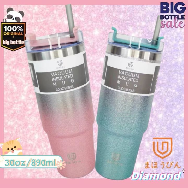 Mahobin แก้วเก็บความเย็น แก้วสแตนเลส304 ขนาด30ออน 890ml แถมฟรีหลอด สีเพชร popular DL8729 ...