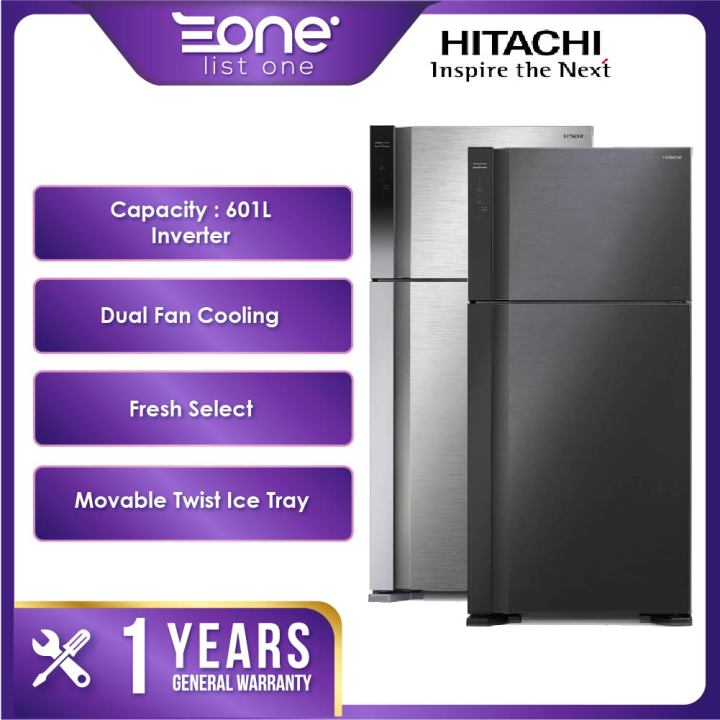 Hitachi Japan R-V710P7M-1 BSL 601L Inverter 2 Door Stylish Refrigerator ...