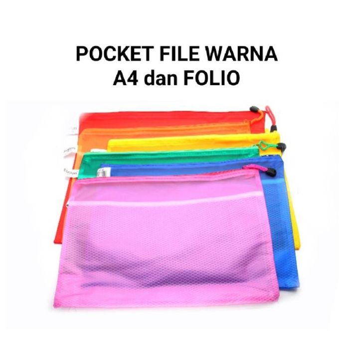 Map Plastik Pocket File Zipper Ukuran Folio dan A4 WARNA / Eselon ...