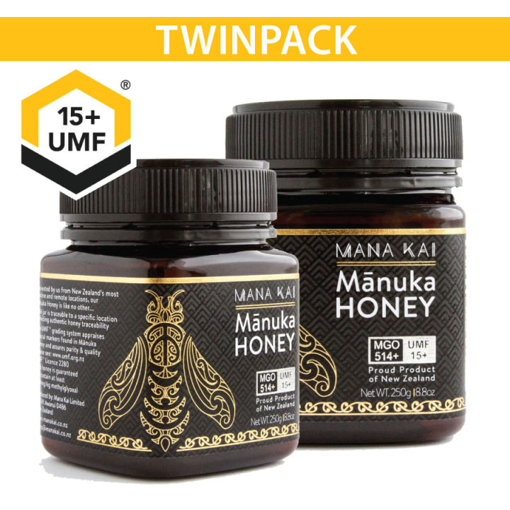 MANA KAI PREMIUM MANUKA HONEY UMF 15+ 2x250g, BB date: June 2025, TWIN ...