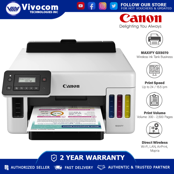 Canon MAXIFY GX5070 Wireless Ink Tank Business Printer for High Volume ...