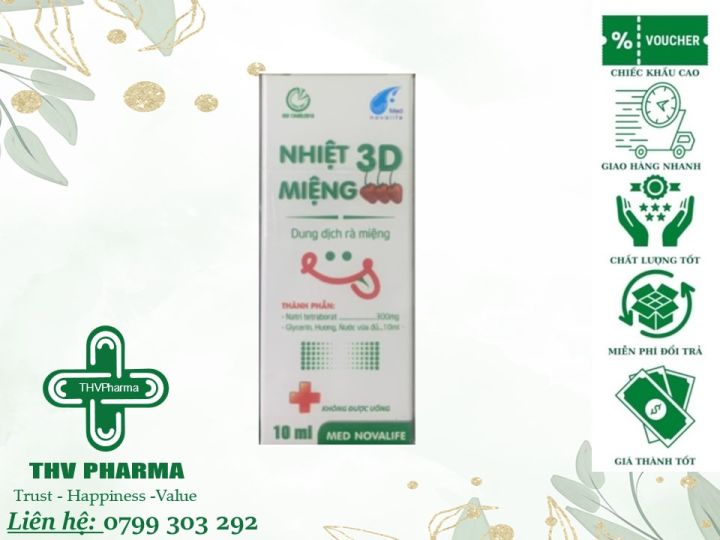 Dung dịch rơ miệng Nhiệt miệng 3D trị tưa lưỡi, lở miệng, sưng lợi làm ...