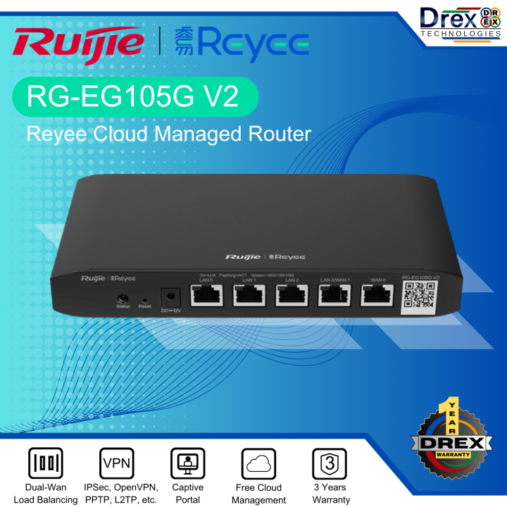 Ruijie RG-EG105G V2 5-Port Gigabit Cloud Managed Router | Lazada PH