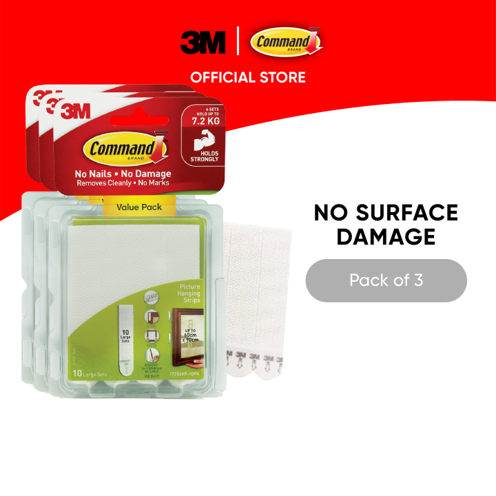 3M™ Command™ Picture Hanging Strips, 17206VP-10PK, No Surface Damage ...