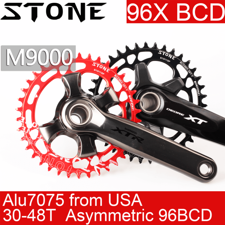 Stone Chainring 96 BCD Round Asymmetric for Shimano Deore M6000 SLX M7000 XT M8000 XTR M9000 30 ...