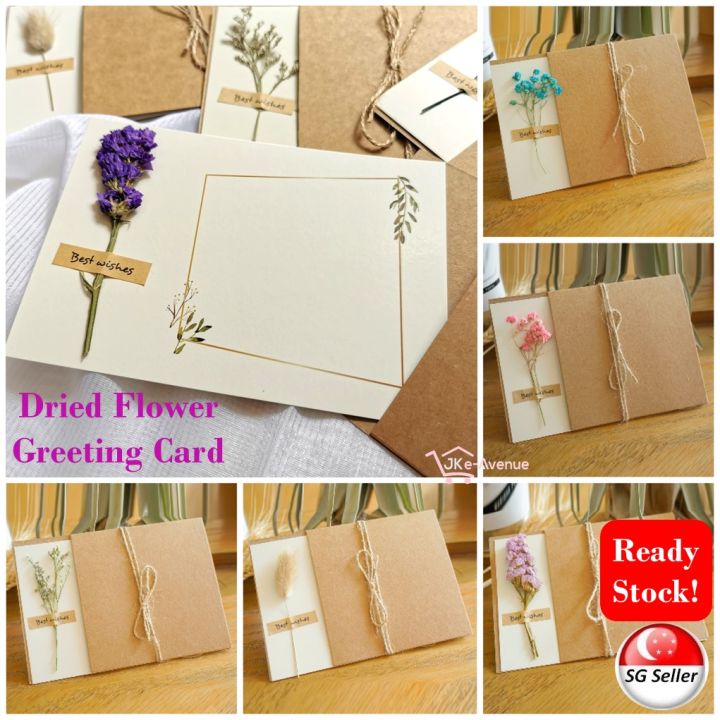Dried Flowers Gift Card - Greeting Cards for Teachers Day Birthday ...