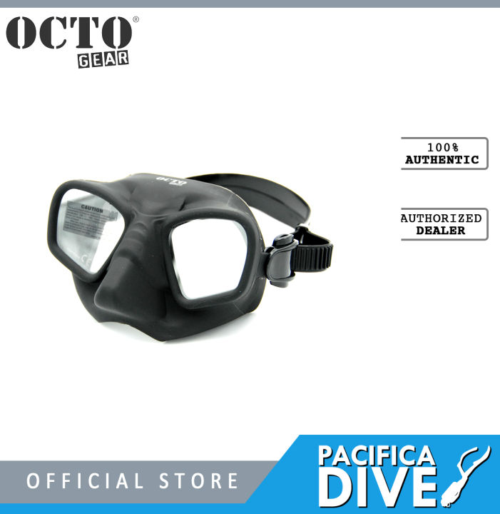 OCTO GEAR Phantom Freediving Mask, Smoke Mirror Lens, Black Silicone ...