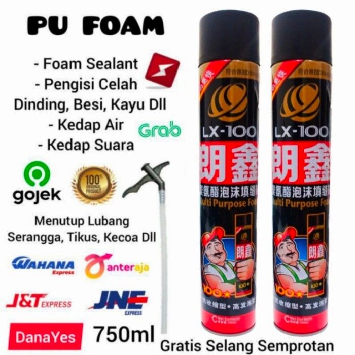 promo lem pu foam sealant spray busa 750ml polyurethane kaleng selang ...