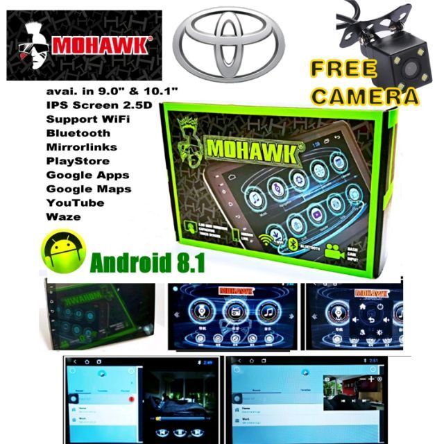 MOHAWK Big Screen Android Player 9 10 FM Radio Bluetooth MirrorLink ...