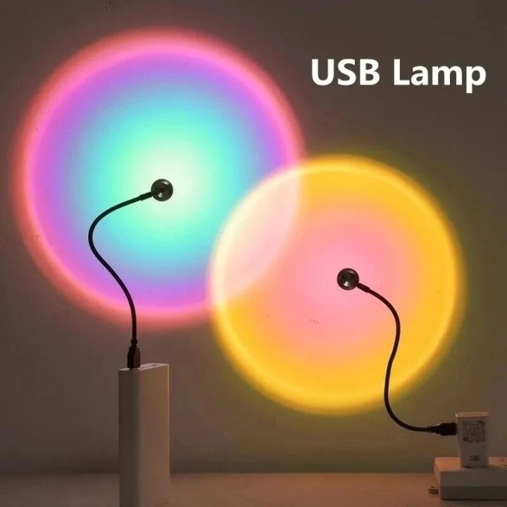 USB Sunset Light โทรศัพท์มือถือเซลฟี่ไฟ LED เรนโบว์นีออนไฟกลางคืน ...