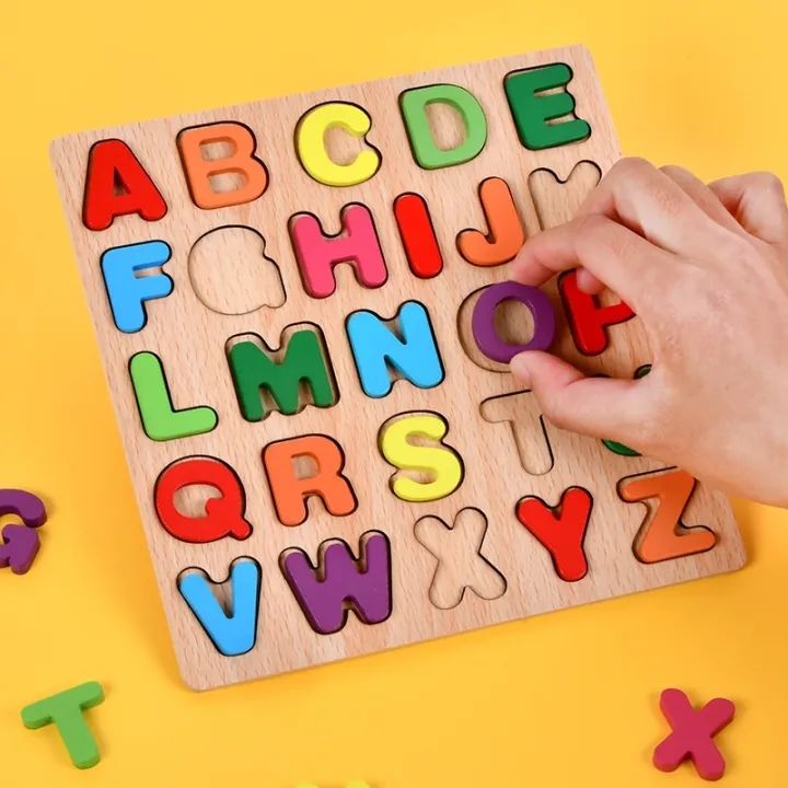 Baby ABC Alphabet Digital Puzzle Wooden Toys Kid Number Letter shape ...