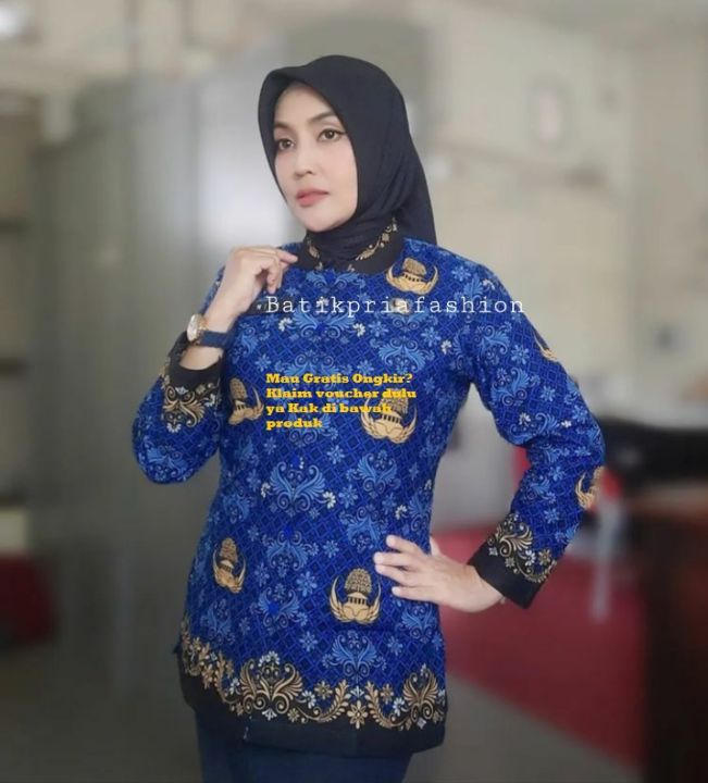 Batik Korpri Terbaru Blose Korpri Batik Korpri Wanita Model Blouse Seragam Korpri Terbaru Korpri ...