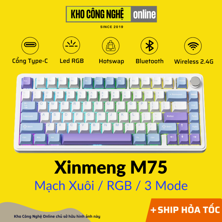 Bàn Phím Cơ Xinmeng M75 Pro có Màn Hình, Mạch Xuôi, Led RGB, Kết Nối 3 ...
