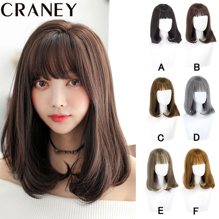 40 cm Wig for women Medium long hair Inside button micro-volume wig Air ...