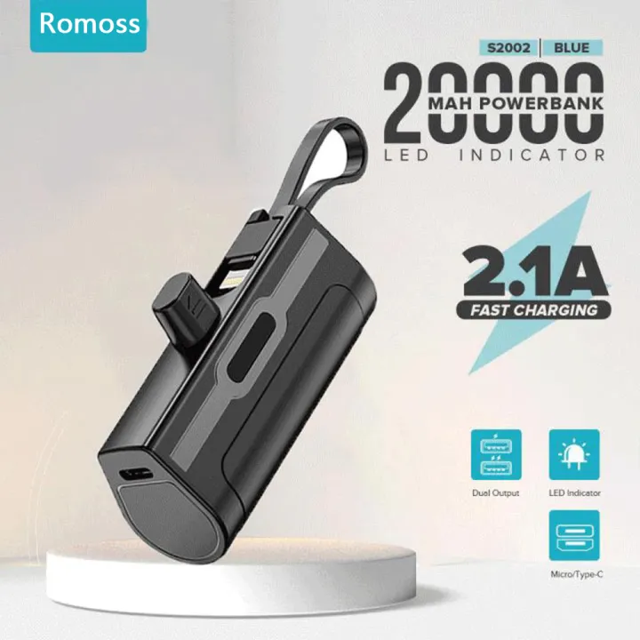 Romoss mini Power Banks 2in1 5000mAh/20000mAh Portable Built in Cable ...
