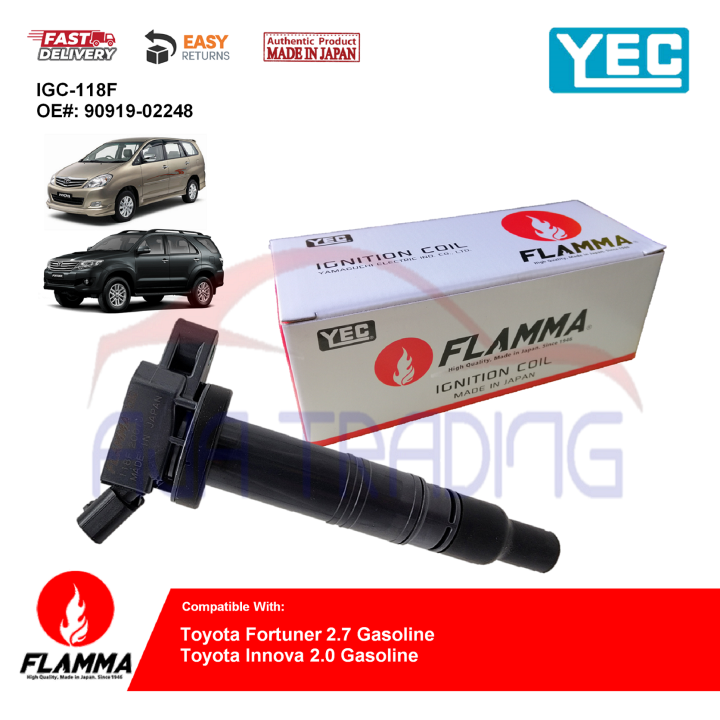 YEC FLAMMA Ignition Coil IGC-118F Innova 2.0 1TRFE, Fortuner 2.7 2TRFE ...
