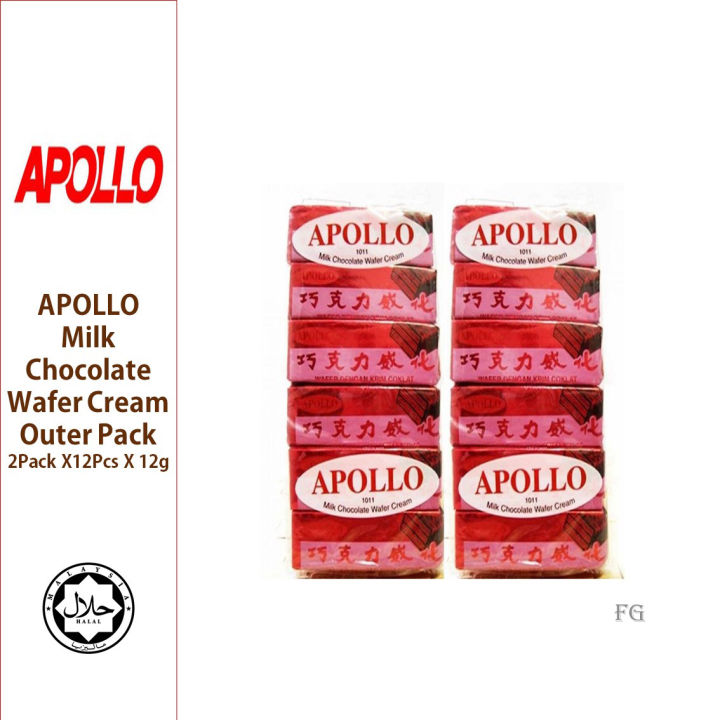 APOLLO Milk Chocolate Wafer Cream 4packX12pcsX12g | Lazada