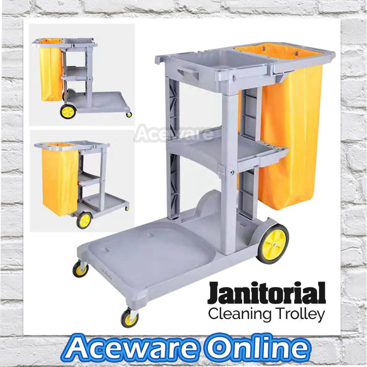 8080 MULTI PURPOSE CLEANING TROLLEY JANITOR CART FOR MOP BUCKET BROOM ...