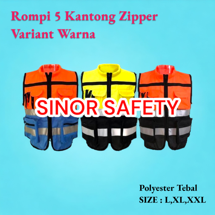 Rompi Safety Reflective Polyester 5 Kantong + Kerah | Lazada Indonesia