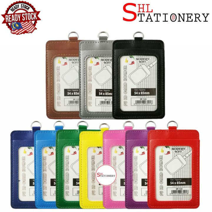 PU Leather Name Badge Double Sided Pocket / ID Card / Name Tag Holder ...