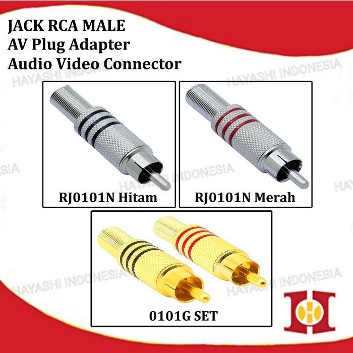 Jack Jek RCA Male Konektor AV Audio Video Plug Connector Adapter Besi ...
